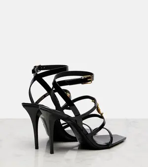 Saint Laurent Cassandra 90 Patent Leather Sandals - Black