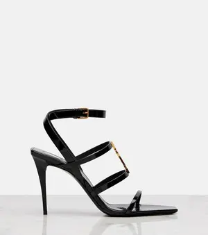 Saint Laurent Cassandra 90 Patent Leather Sandals - Black