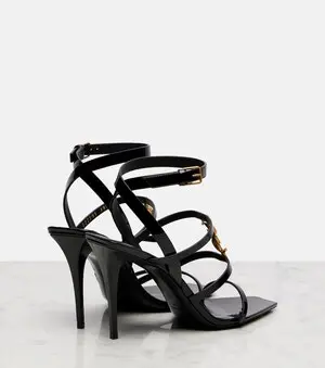 Saint Laurent Cassandra 90 Patent Leather Sandals - Black