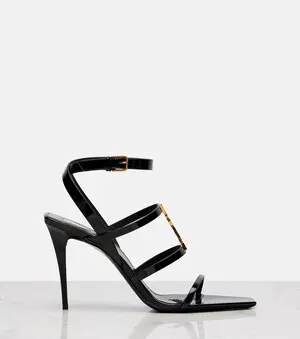 Saint Laurent Cassandra 90 Patent Leather Sandals - Black
