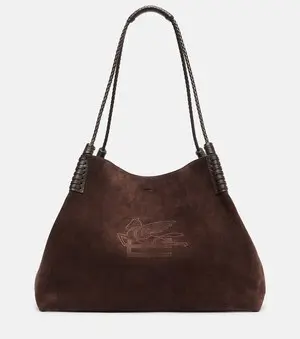 Etro Libra Medium Suede Tote Bag - Brown