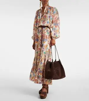 Etro Libra Medium Suede Tote Bag - Brown