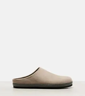 Brunello Cucinelli Monili Suede Clogs - Beige