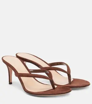 GIANVITO ROSSI Suede Thong Sandals - Brown