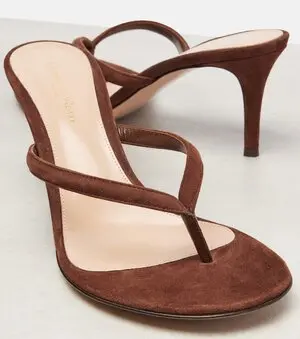 GIANVITO ROSSI Suede Thong Sandals - Brown