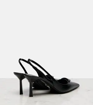 Prada Saffiano Leather Slingback Pumps - Black
