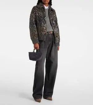 Brunello Cucinelli Monili Suede Tote - Blue