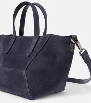Brunello Cucinelli Monili Suede Tote - Blue