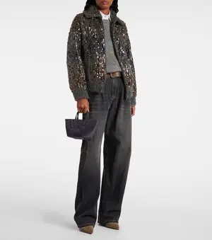 Brunello Cucinelli Monili Suede Tote - Blue
