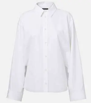 Balenciaga Cotton Poplin Button-down Shirt With Embroidered Logo - White
