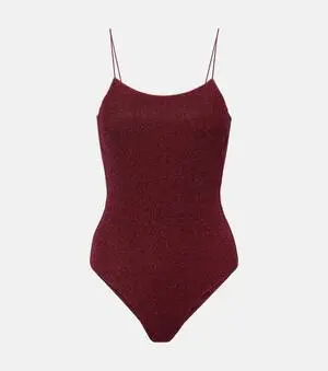 Oseree Lumière Open-back Swimsuit - Burgundy
