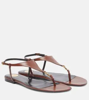 Saint Laurent Cassandra Leather Thong Sandals