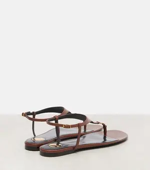 Saint Laurent Cassandra Leather Thong Sandals