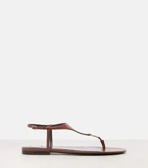 Saint Laurent Cassandra Leather Thong Sandals