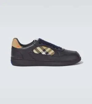 Burberry Check Leather Sneakers - Black