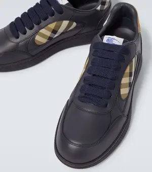 Burberry Check Leather Sneakers - Black