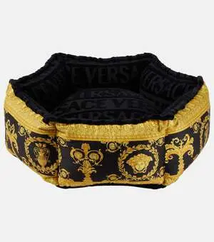 Versace I ♡ Baroque Small Cotton Dog Bed - Black