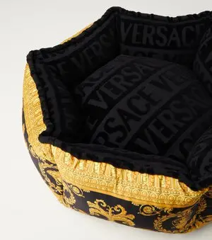 Versace I ♡ Baroque Small Cotton Dog Bed - Black