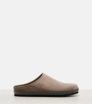 Brunello Cucinelli Monili Suede Clogs - Beige