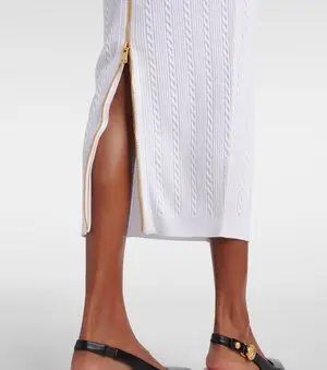 Balmain Cable-knit Midi Skirt - White