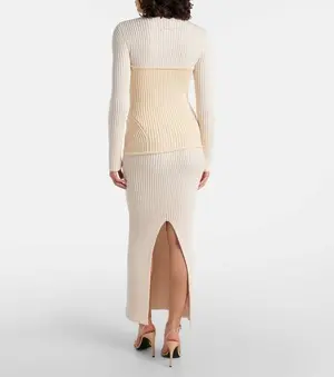 JEAN PAUL GAULTIER Ribbed-knit Wool-blend Maxi Dress - White