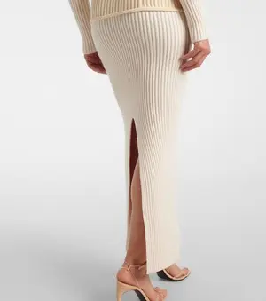 JEAN PAUL GAULTIER Ribbed-knit Wool-blend Maxi Dress - White