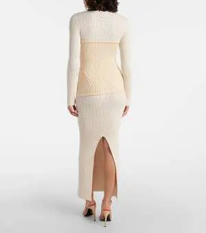 JEAN PAUL GAULTIER Ribbed-knit Wool-blend Maxi Dress - White