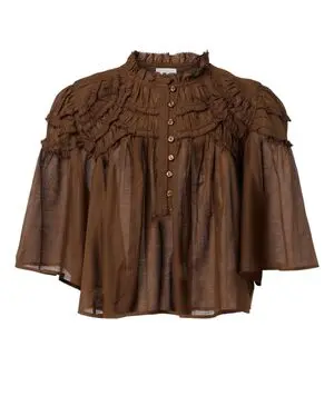 MARANT ETOILE Ruffled Cotton-blend Top