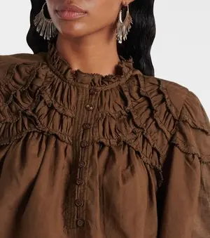 MARANT ETOILE Ruffled Cotton-blend Top