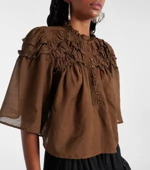 MARANT ETOILE Ruffled Cotton-blend Top