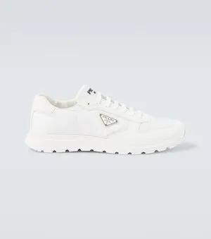 Prada Logo Leather-trimmed Sneakers - White