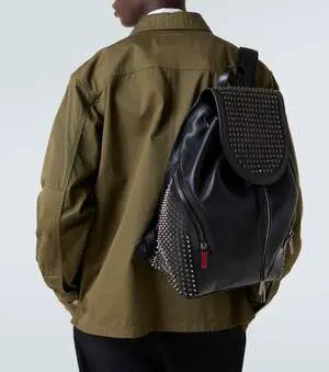 CHRISTIAN LOUBOUTIN Embellished Leather Backpack - Black