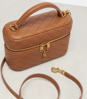 Saint Laurent Gaby Leather Vanity Bag - Brown