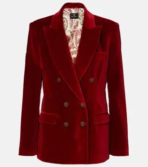Etro Double-breasted Cotton Velvet Blazer - Red