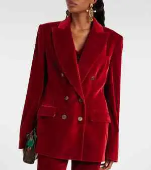 Etro Double-breasted Cotton Velvet Blazer - Red