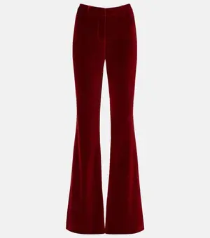 Etro Cotton Velvet Flare Trousers - Red