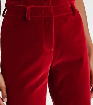 Etro Cotton Velvet Flare Trousers - Red