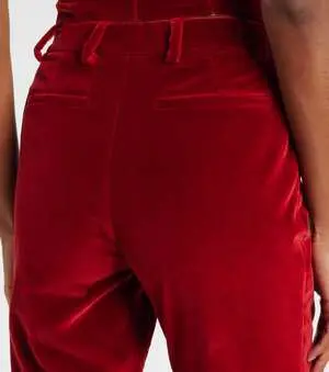 Etro Cotton Velvet Flare Trousers - Red
