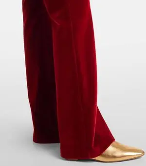 Etro Cotton Velvet Flare Trousers - Red