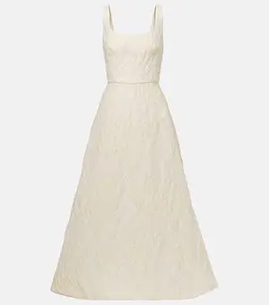 Monique Lhuillier Floral Jacquard Gown - White