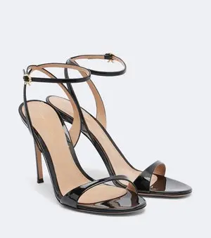 GIANVITO ROSSI Ribbon Patent Leather Sandals - Black