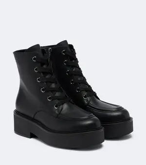 GIANVITO ROSSI Leather Lace-up Boots - Black