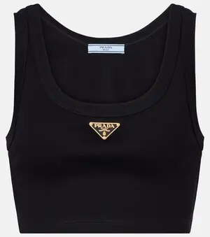 PRADA Logo Cotton Crop Top