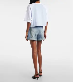 Balmain Logo Cropped Cotton Jersey T-shirt