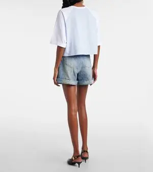 Balmain Logo Cropped Cotton Jersey T-shirt