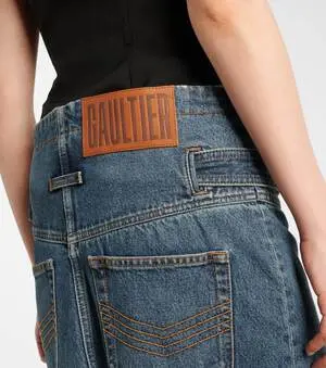 JEAN PAUL GAULTIER Denim Asymmetric Midi Skirt