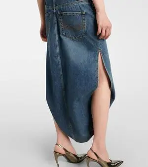 JEAN PAUL GAULTIER Denim Asymmetric Midi Skirt