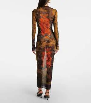 JEAN PAUL GAULTIER Printed Mesh Maxi Dress