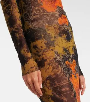 JEAN PAUL GAULTIER Printed Mesh Maxi Dress
