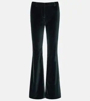 Etro Cotton Velvet Flared Pants - Green